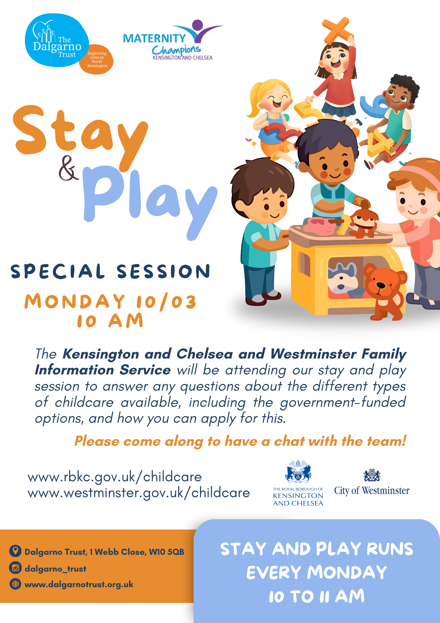 Stay & Play - Special session next Monday! - The Dalgarno Trust