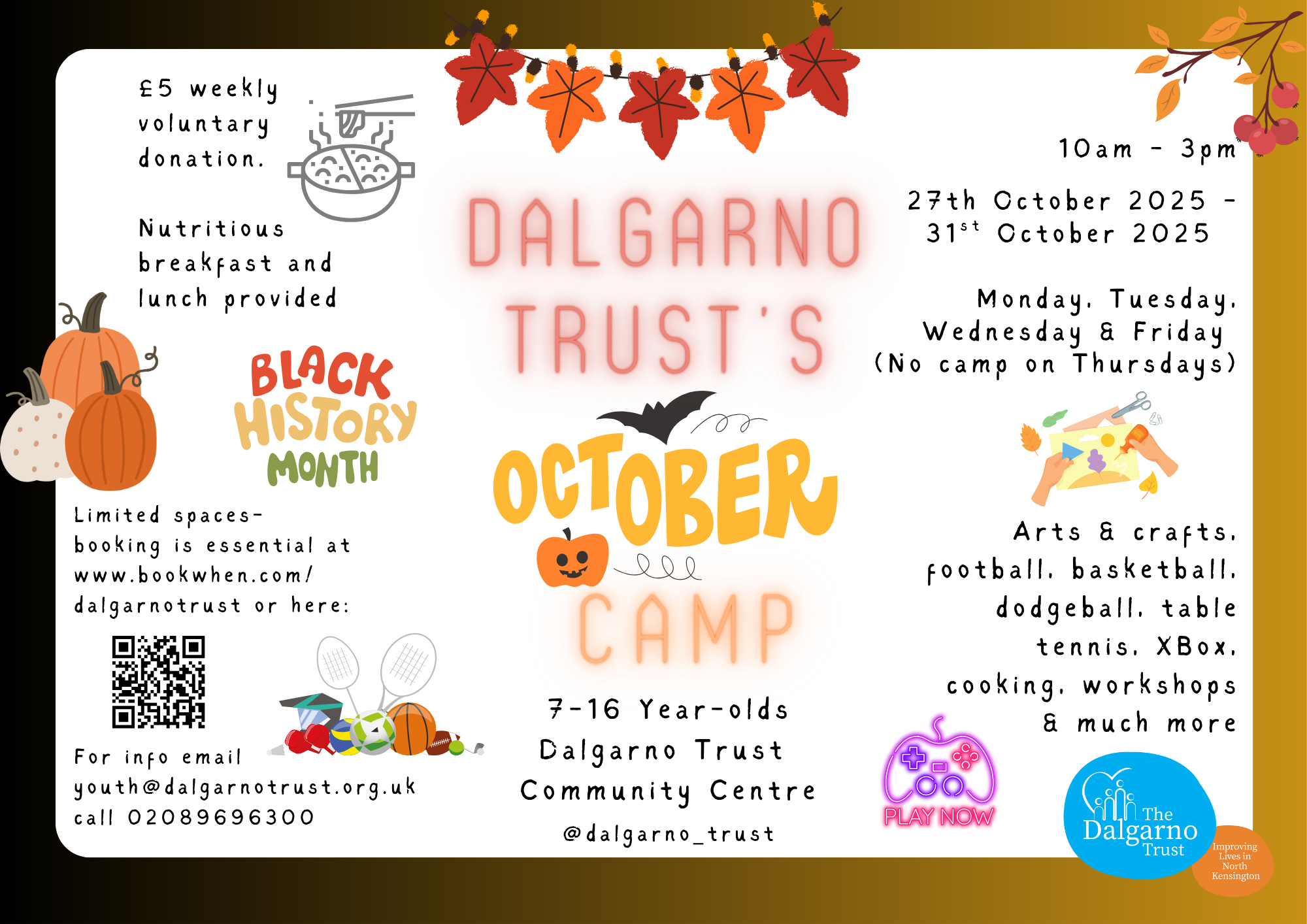 Last places available for our October Half-Term Camp! - The Dalgarno Trust